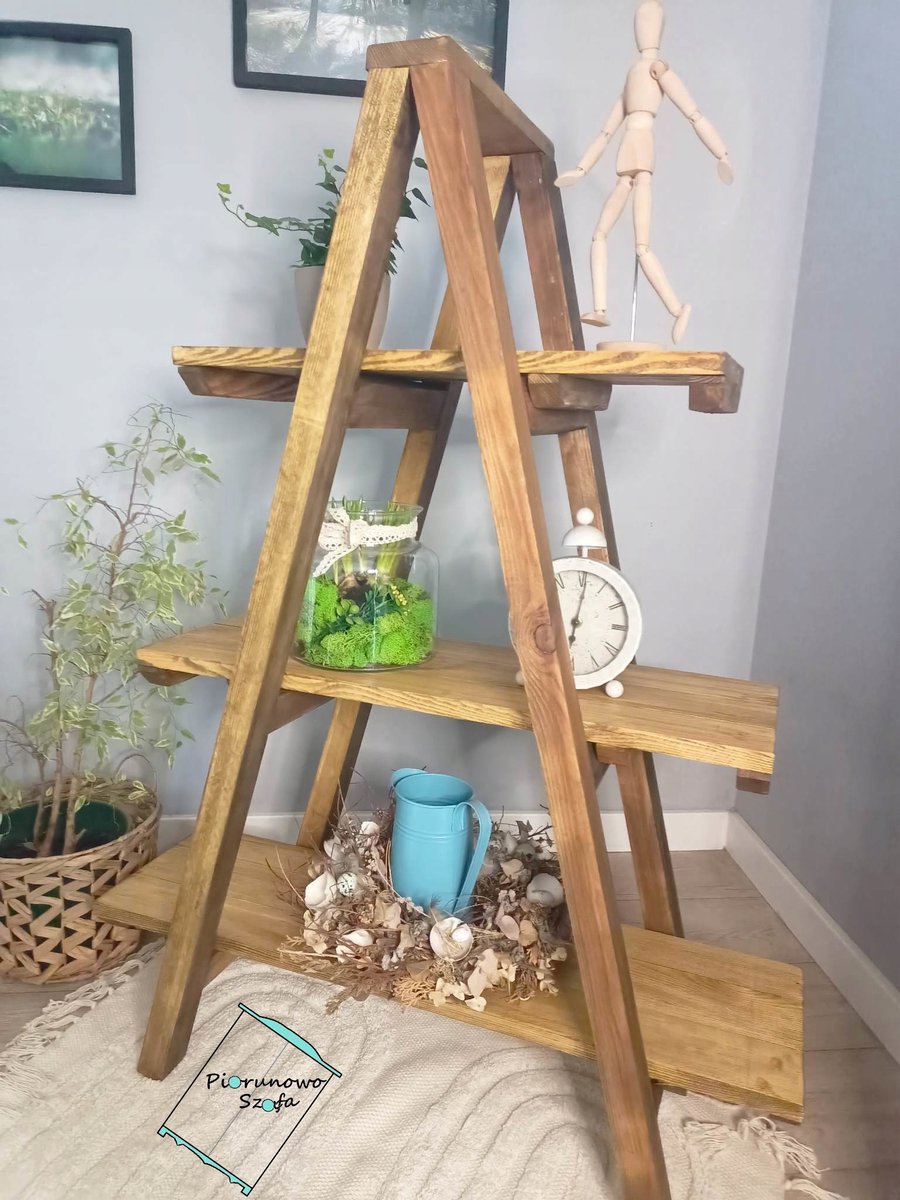 Drabina drewniana ozdobna, dekoracyjna vintage - PiorunowoSzafa | Sklep ...
