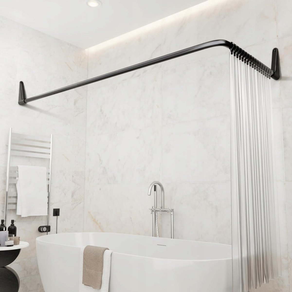 Drążek prysznicowy Erica 70x160 cm, czarny, kątowy - Erica | Sklep ...