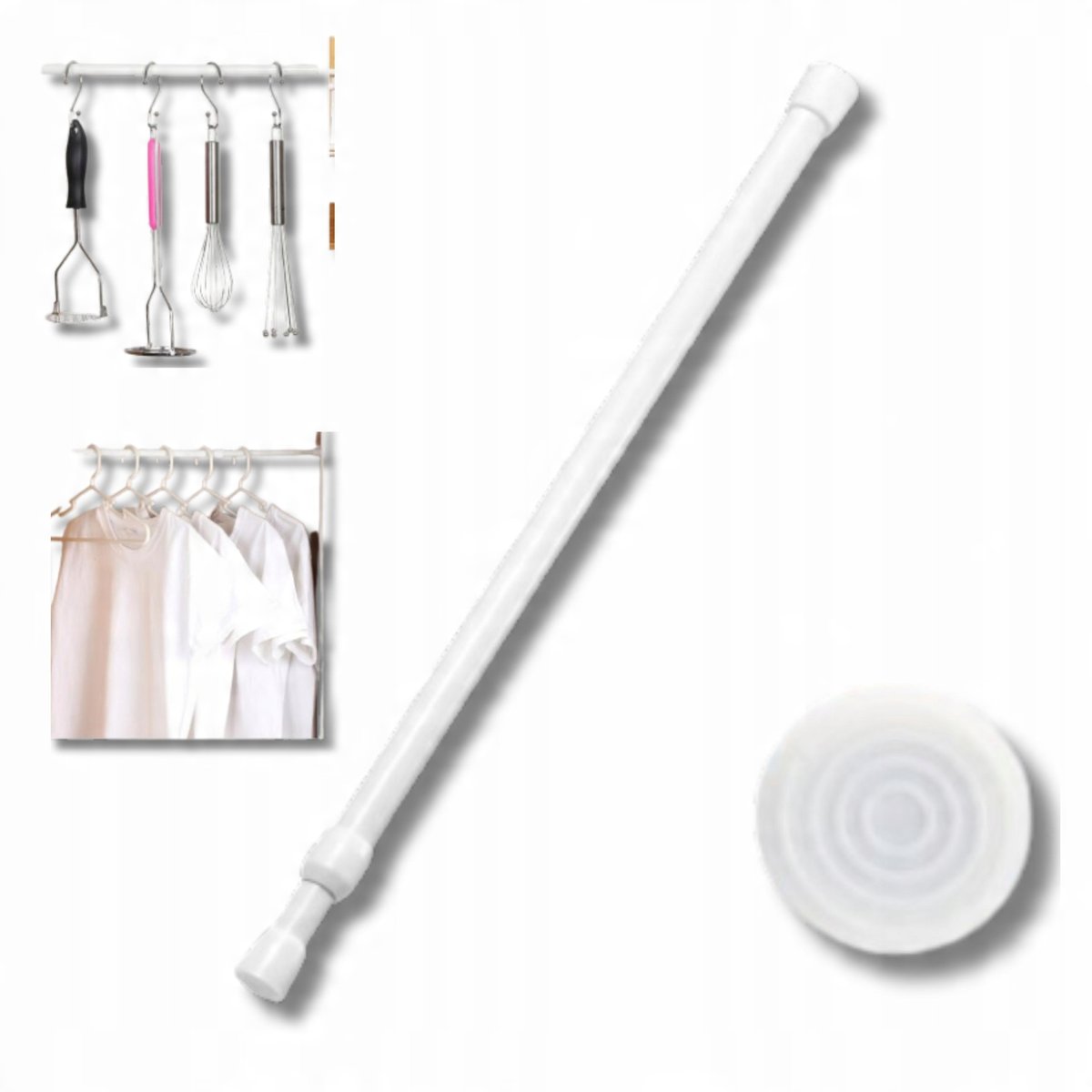 Drazek Teleskopowy Do Szafy Okna Łazienki Rozporowy Bez Wiercenia 40-70 ...