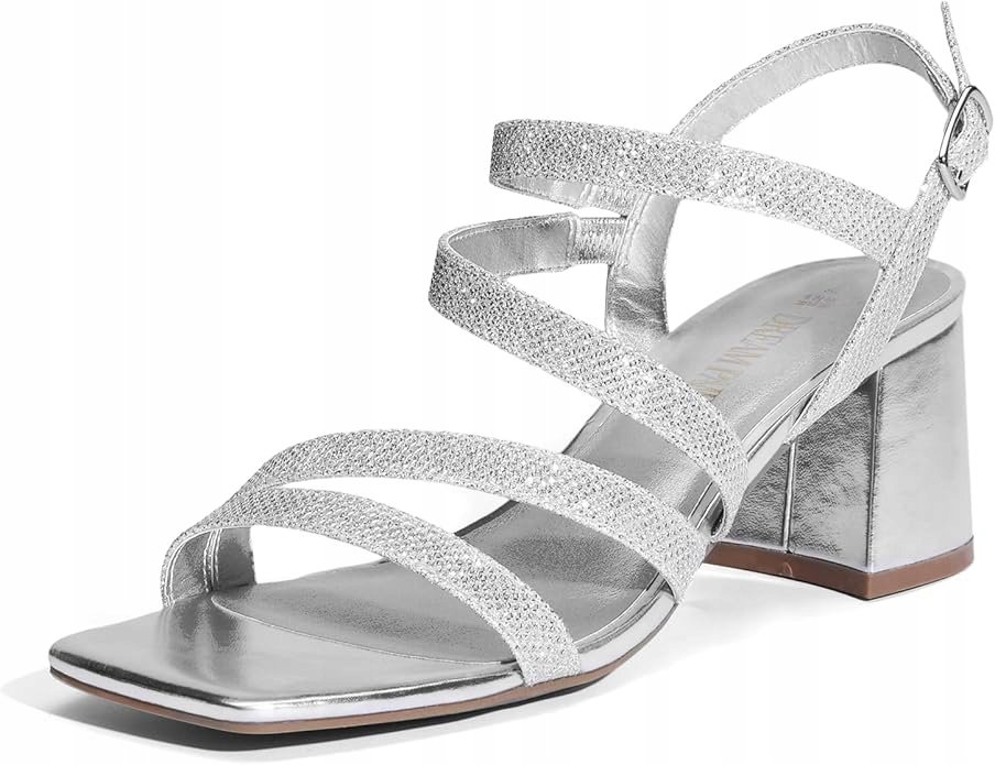 DREAM PAIRS SANDAŁY DAMSKIE SREBRNE NA OBCASIE ELEGANCKIE 38,5 JKL ...