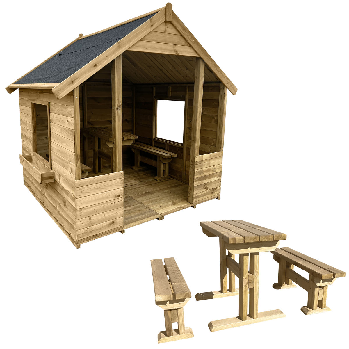 Drewniana Altanka dla dzieci z zestawem piknikowym Leoś - 4iQ Group ...