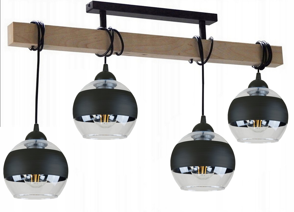 DREWNIANA LAMPA WISZĄCA SUFITOWA PLAFON ŻYRANDOL LED LOFT SALON BIURO ...