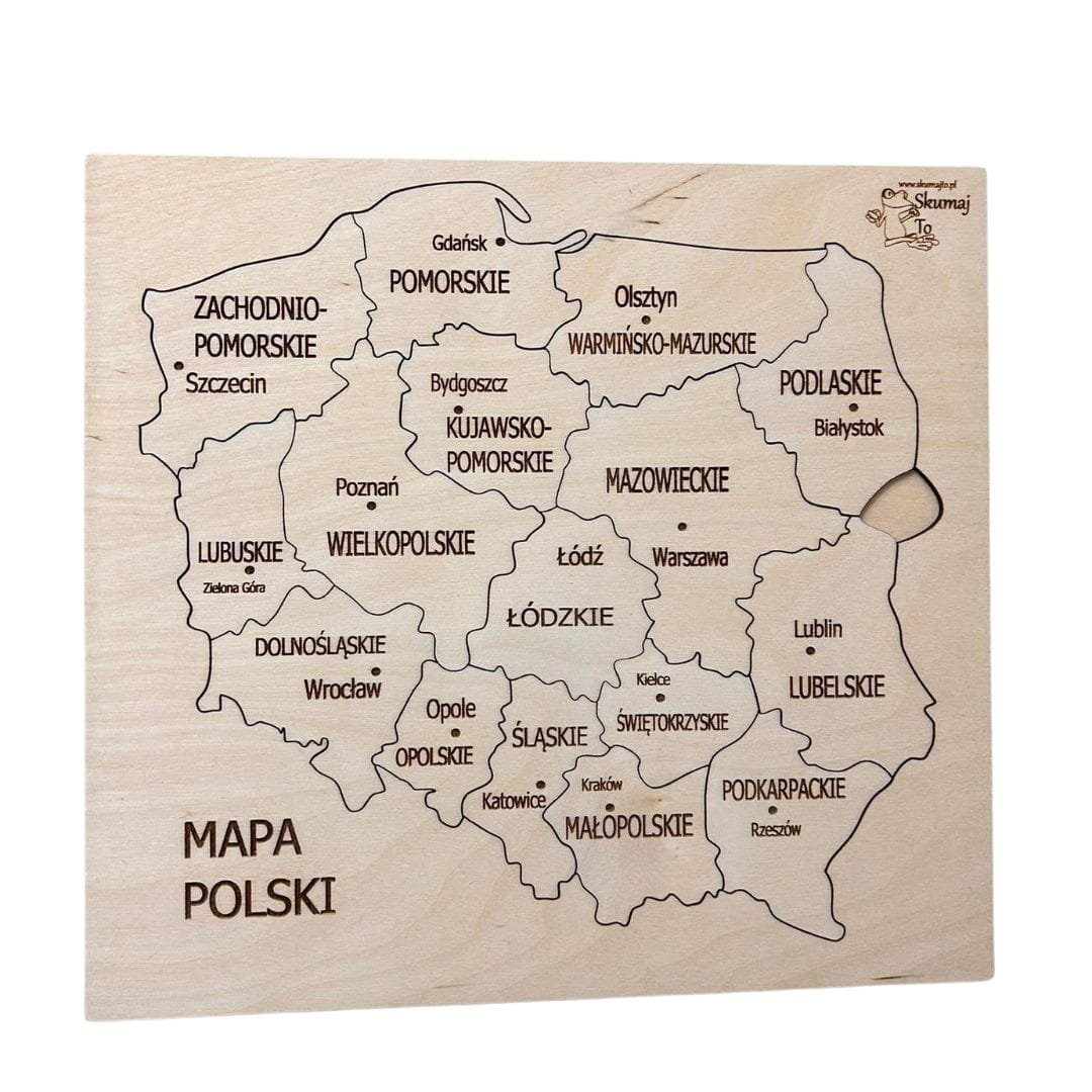 Drewniana Mapa Polski, województwa w Polsce, drewniana układanka - Inna ...