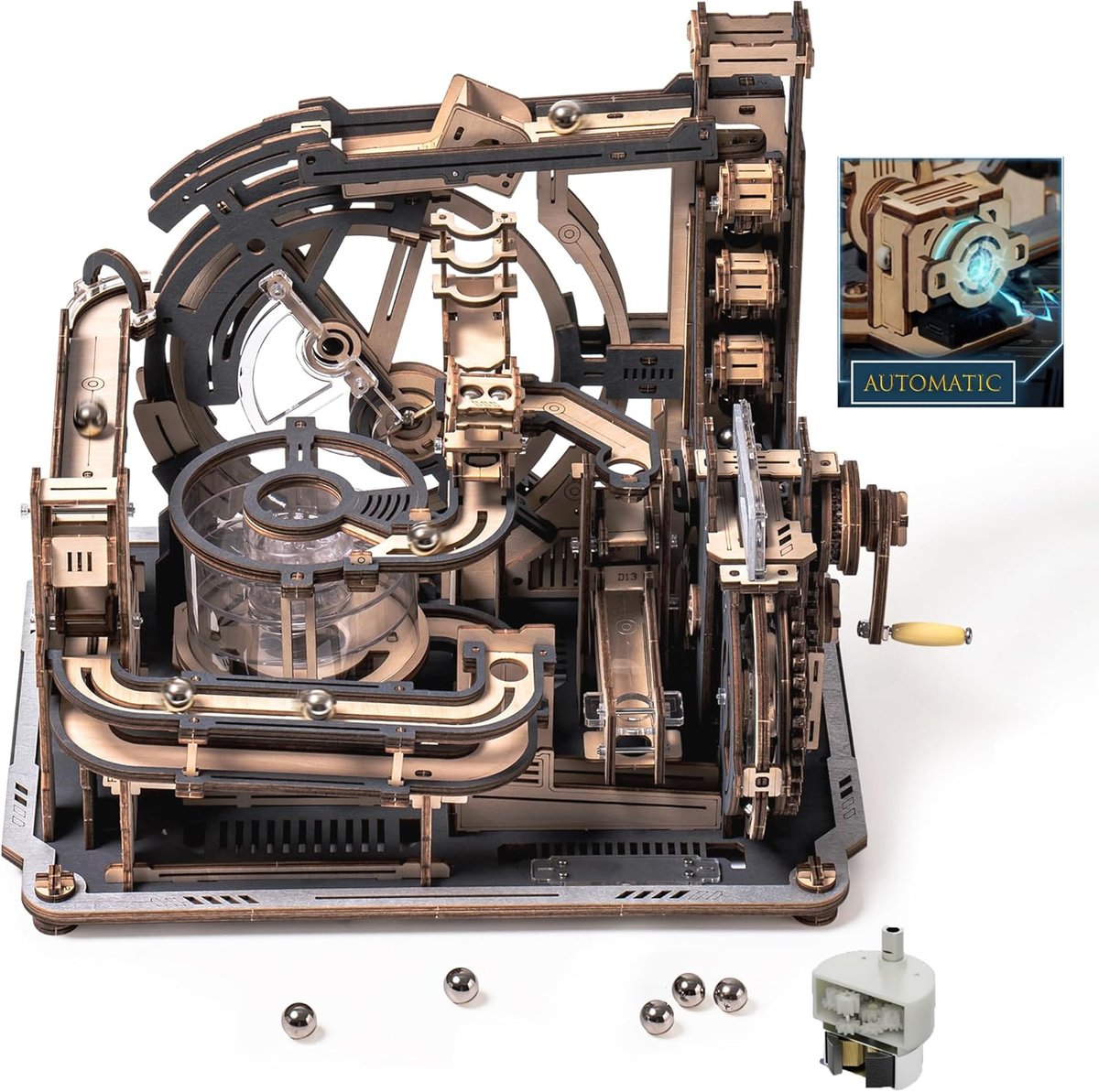 Drewniana układanka 3D Marble Run dla dorosłych, mechaniczne zestawy ...