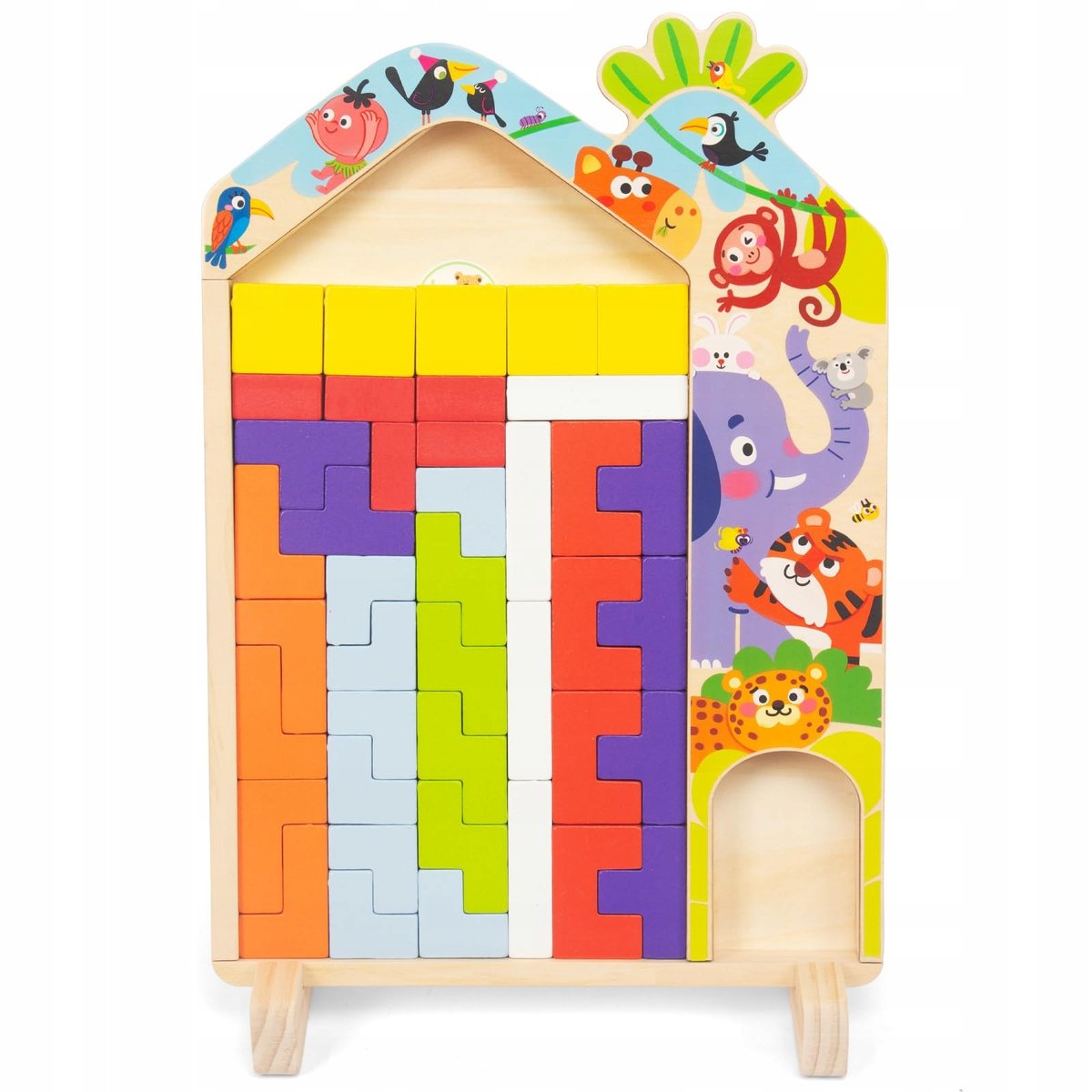 Drewniane bloki wzorów puzzli Gra łamigłówki, 3D rosyjska zabawka budow ...
