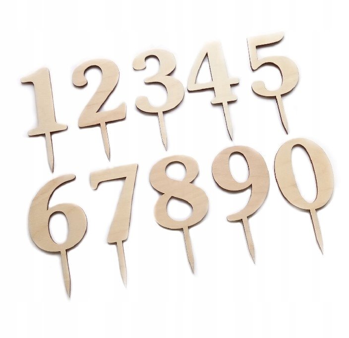 Drewniane cyfry do wbicia na nóżce cyferki sklejka - Pamario | Sklep ...