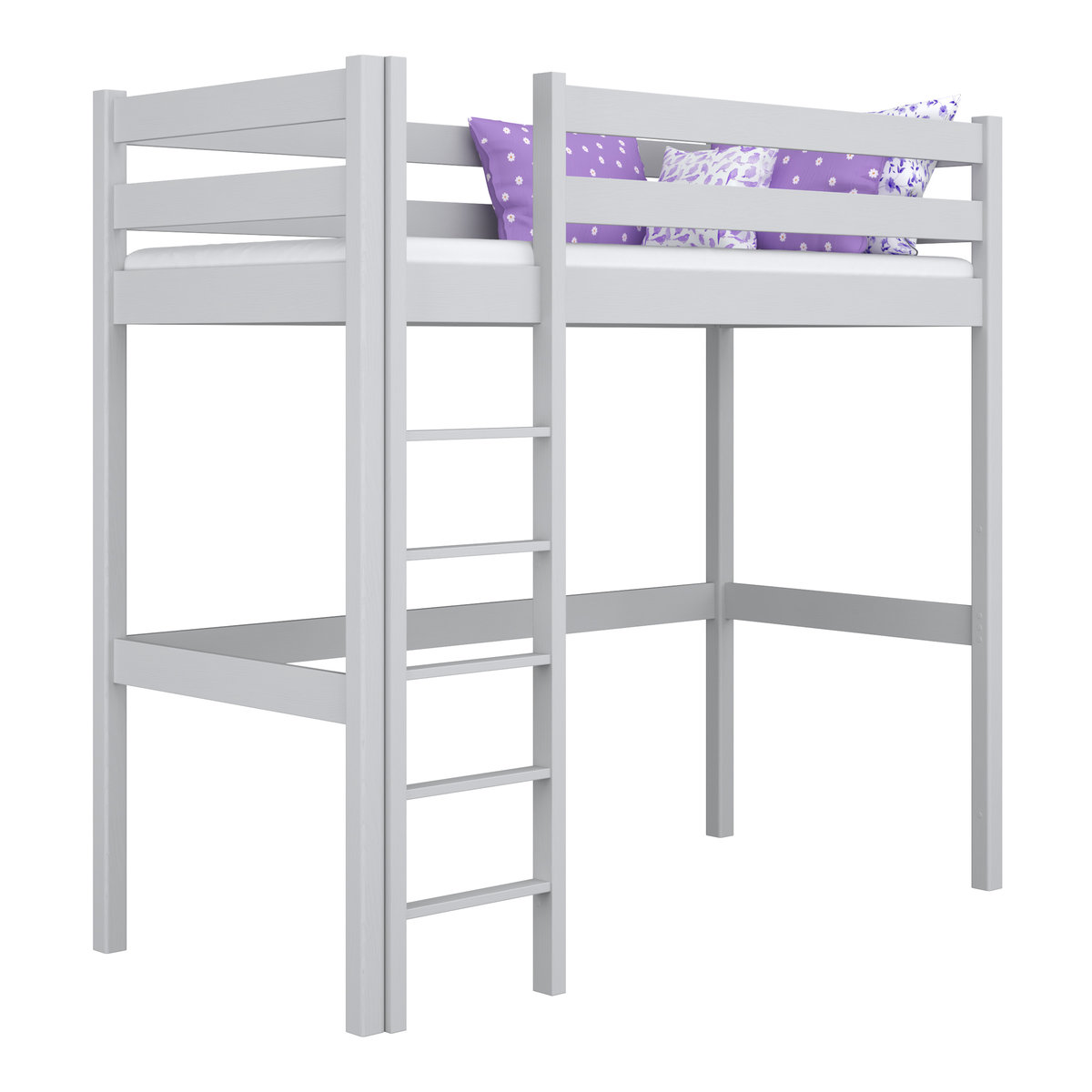 Drewniane łóżko piętrowe antresola N05 popielaty 90x180 - N-Wood ...