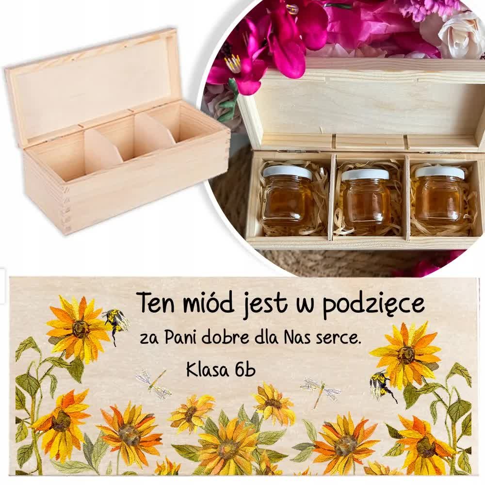 Drewniane Pudełko Na Miody TEN MIÓD JEST W PODZIĘCE Dla Nauczyciela ...