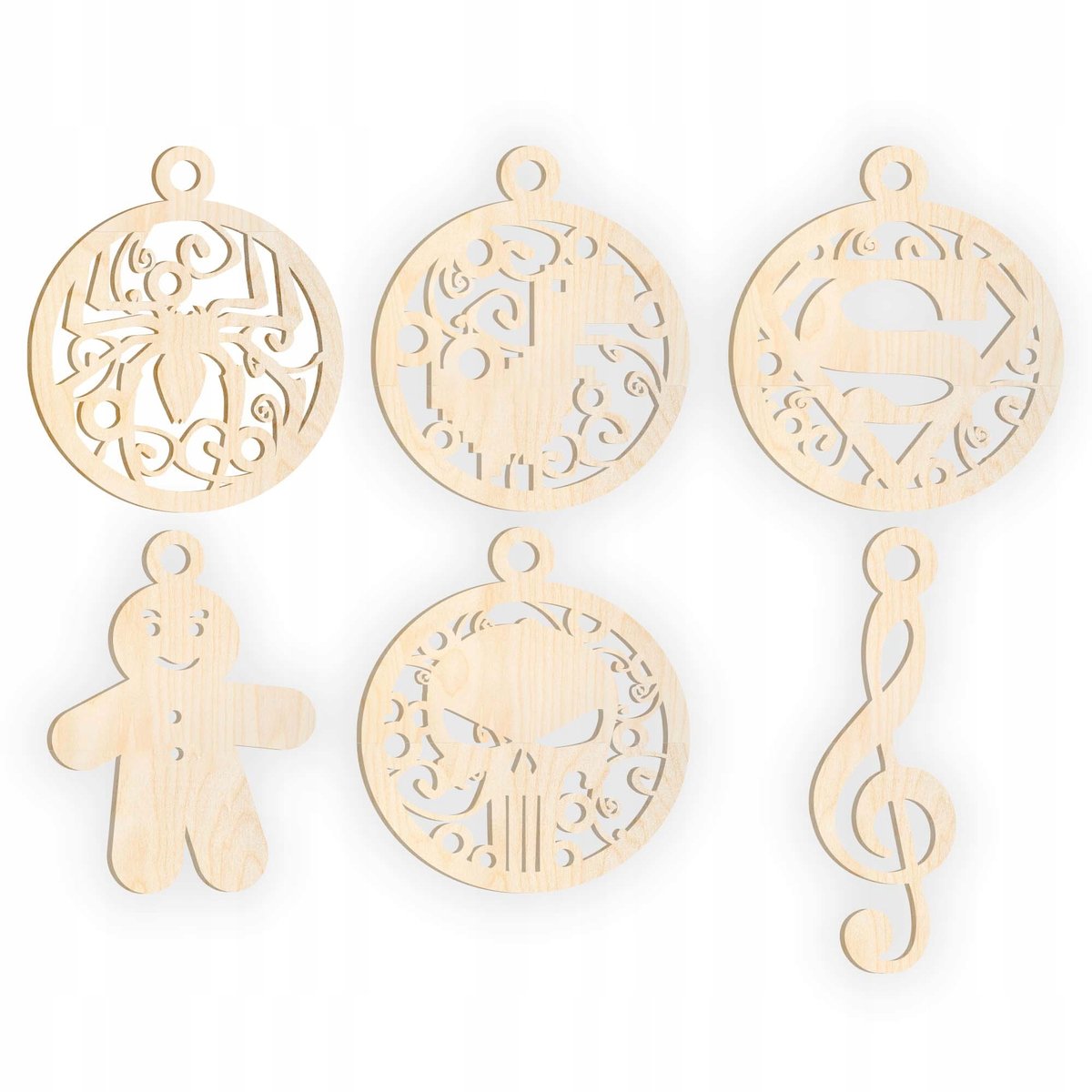 Drewniane Zawieszki Bombki Na Choinkę 6Szt Y9 - Propaganda | Sklep EMPIK.COM