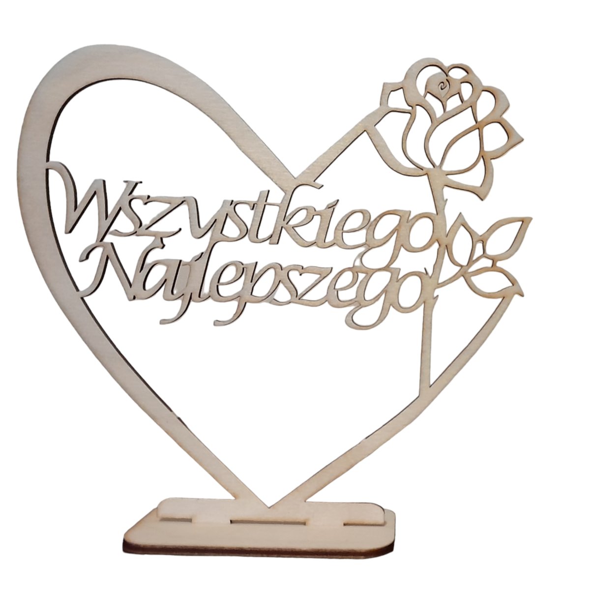 Drewniany napis Wszystkiego Najlepszego życzenia na podstawce 20x19 cm - iksber | Sklep EMPIK.COM