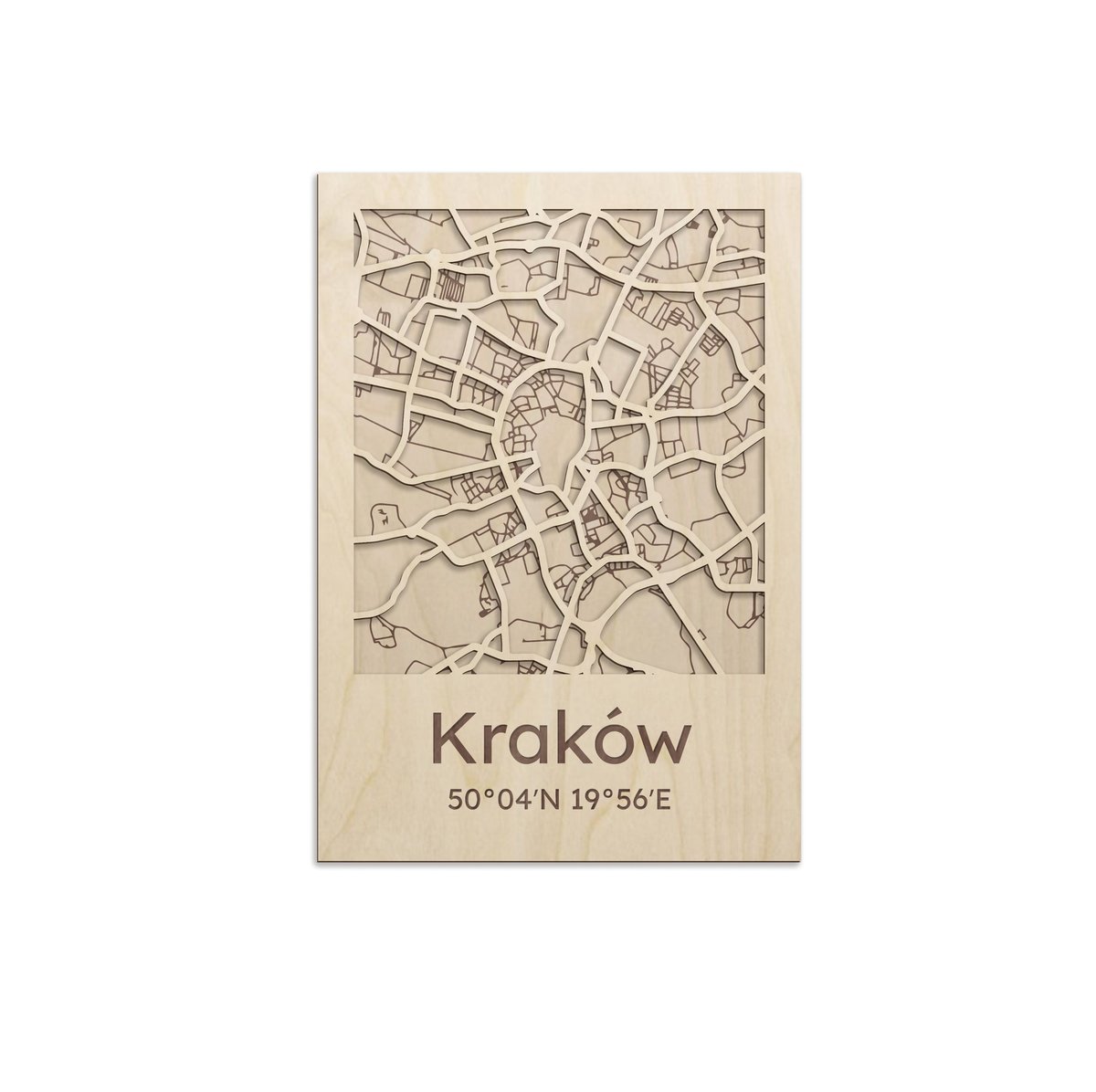 Drewniany Obraz Mapa Miasta Kraków Plan Miasta - SMX Design | Sklep EMPIK.COM