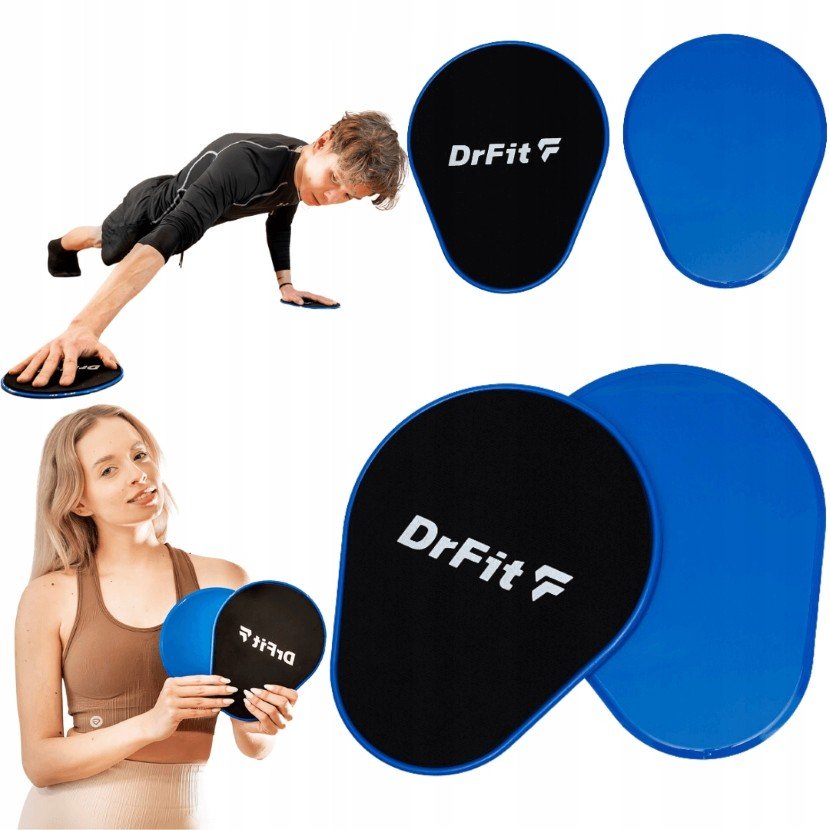 DrFit Dwustronne dyski ślizgowe podkładki slidery do ćwiczeń niebieskie ...