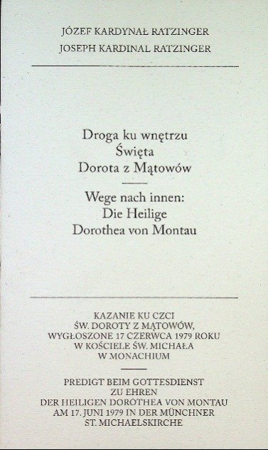 Drogi ku wnętrzu Święta Dorota z Mątowów - Ratzinger Joseph | Książka w ...