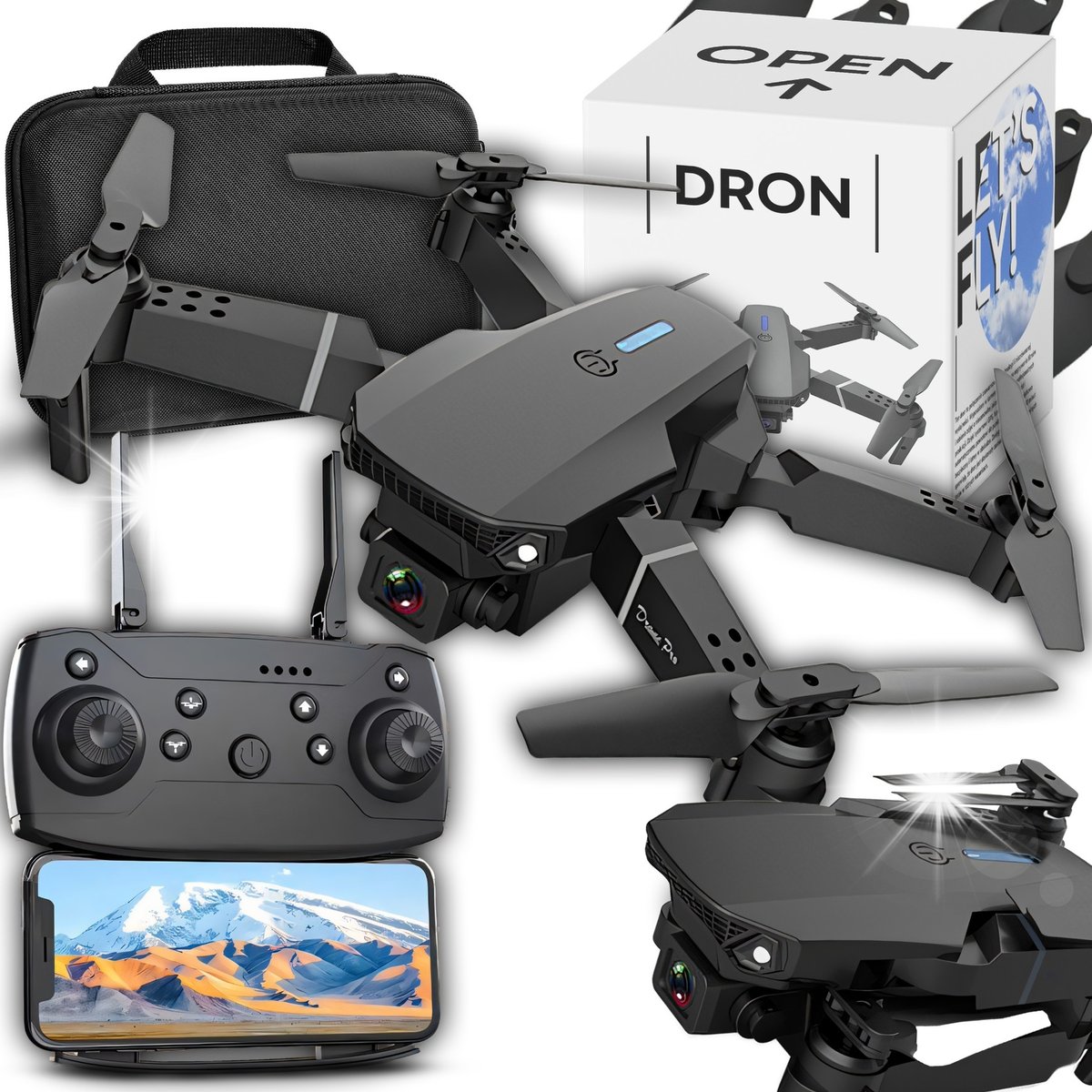 DRON PRO 2 KAMERY WIFI HD ZABAWKA ZAWIS ZDALNIE STEROWANY MOCNY PILOT ...
