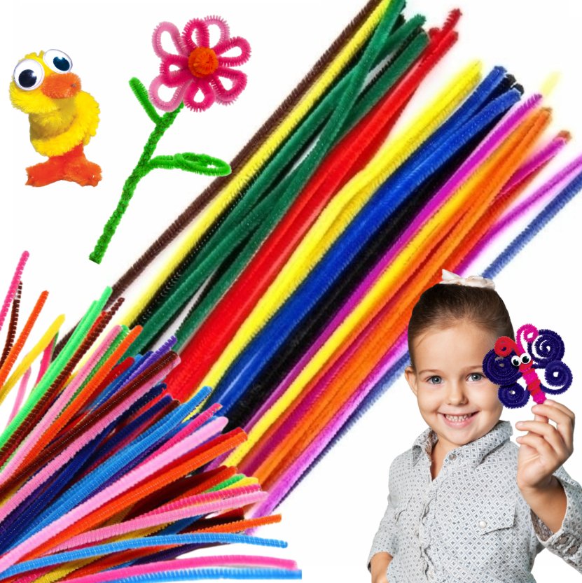 Druciki Kreatywne Kolorowe Pluszowe Zestaw Drucików Wyciory Szenilowe ...