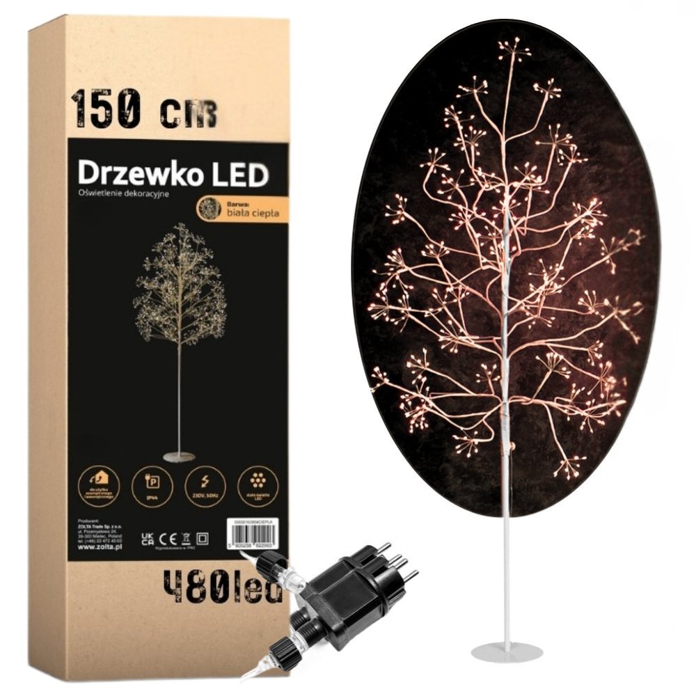 Drzewko świecące 480 led 150cm biały ciepły - Zolta | Sklep EMPIK.COM