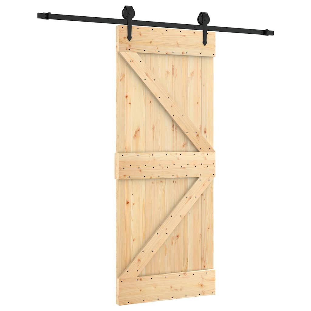 Drzwi przesuwne z litego drewna sosnowego, 85 x 3,6 x 210 cm, czarne ...