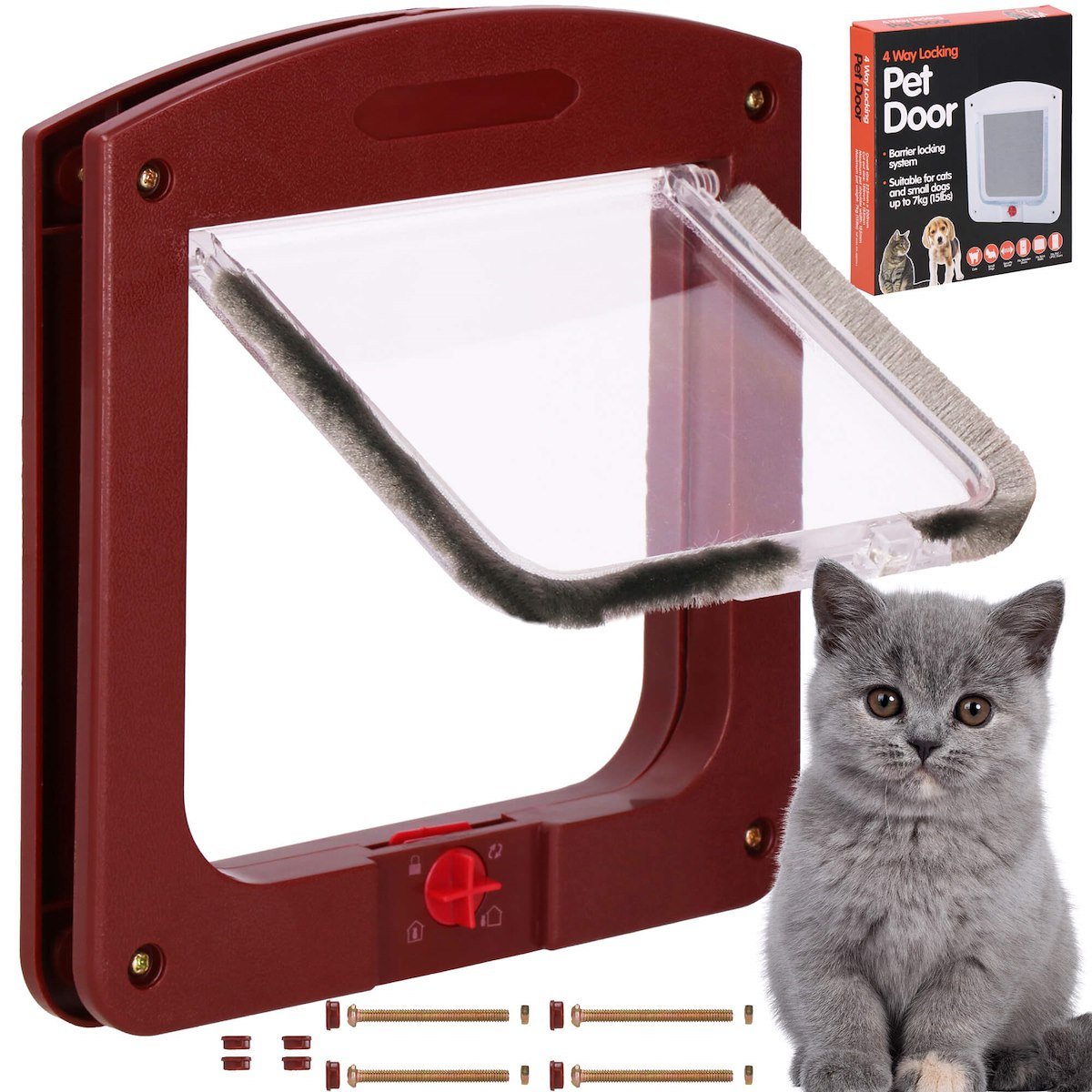 Drzwi z klapą dla kota, psa z 4-stopniową blokadą, drzwiczki wahadłowe dla zwierząt, szczelne ...