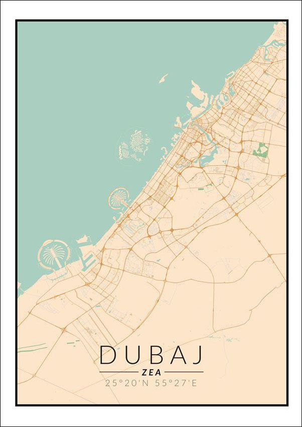 Dubaj mapa kolorowa - plakat 20x30 cm - Galeria Plakatu | Sklep EMPIK.COM