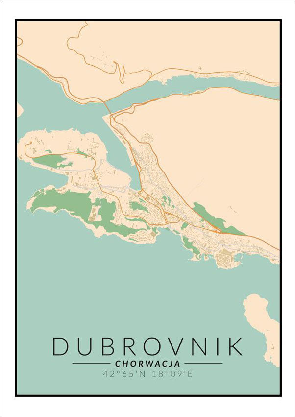 Dubrownik mapa kolorowa - plakat 40x50 cm - Galeria Plakatu | Sklep ...