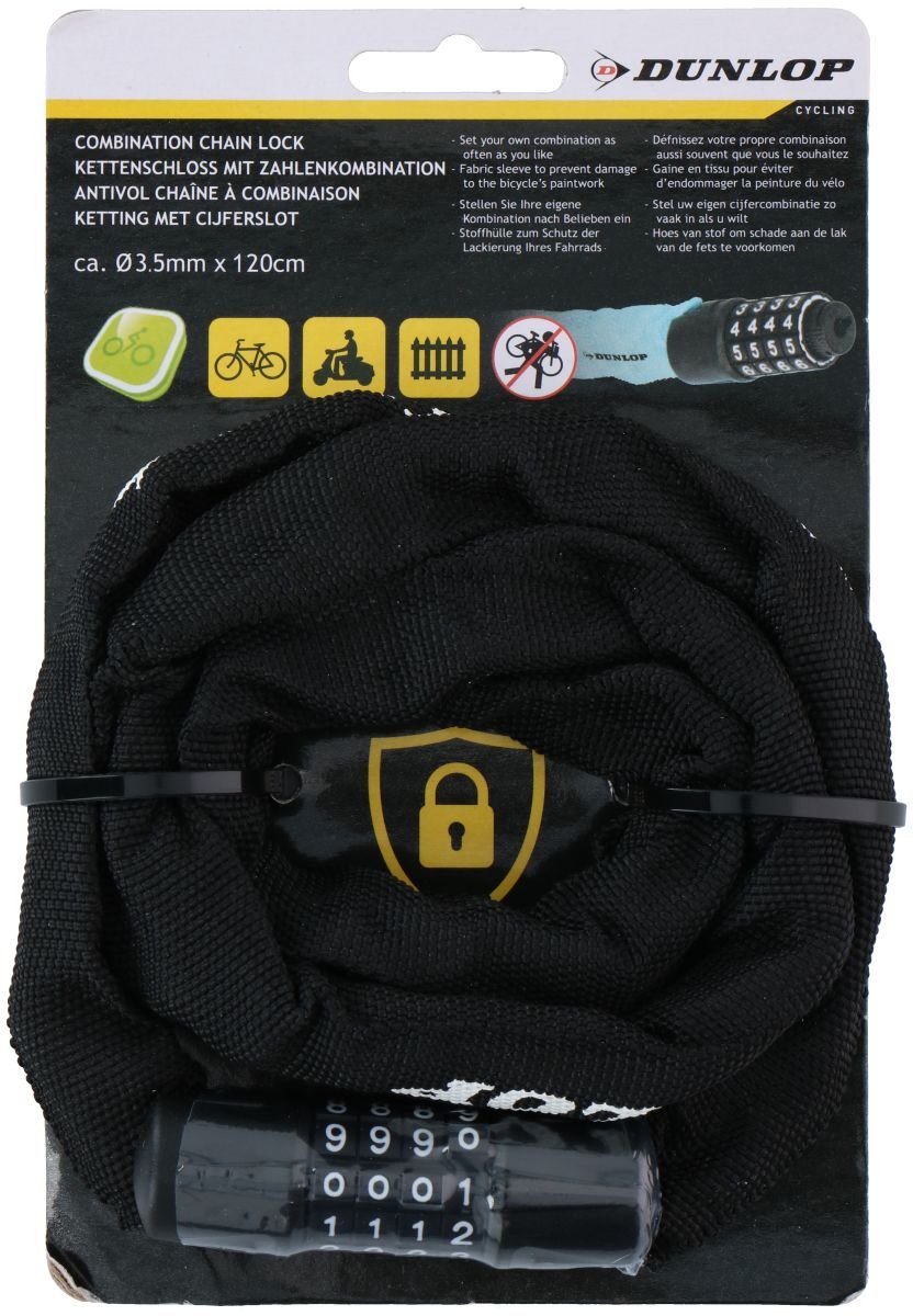 Dunlop, Zapięcie Rowerowe Łańcuch Na Szyfr 120 cm , Czarny - Dunlop | Sport Sklep EMPIK.COM
