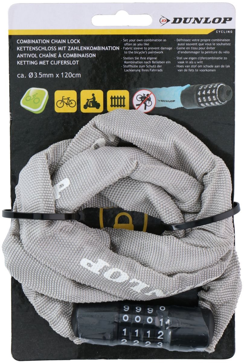 Dunlop, Zapięcie Rowerowe Łańcuch Na Szyfr 120 cm , Szary - Dunlop | Sport Sklep EMPIK.COM