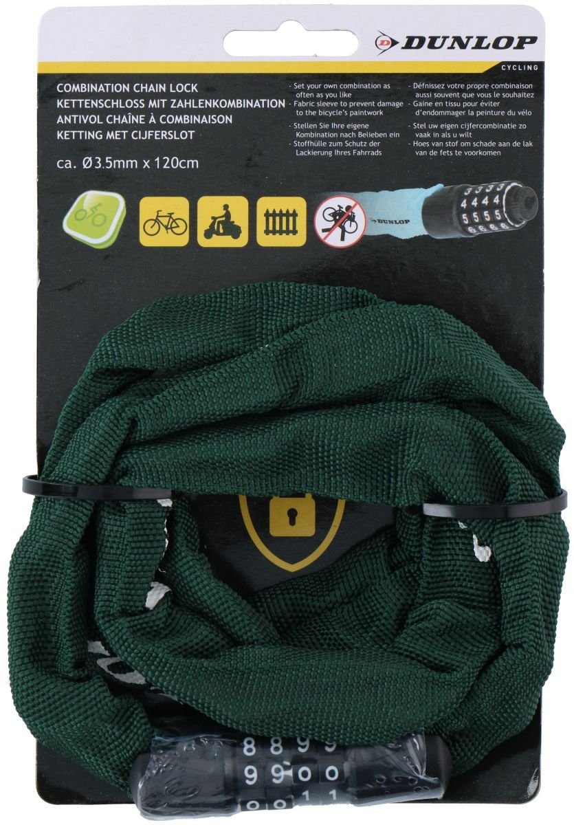 Dunlop, Zapięcie Rowerowe Łańcuch Na Szyfr 120 cm , Zielony - Dunlop | Sport Sklep EMPIK.COM