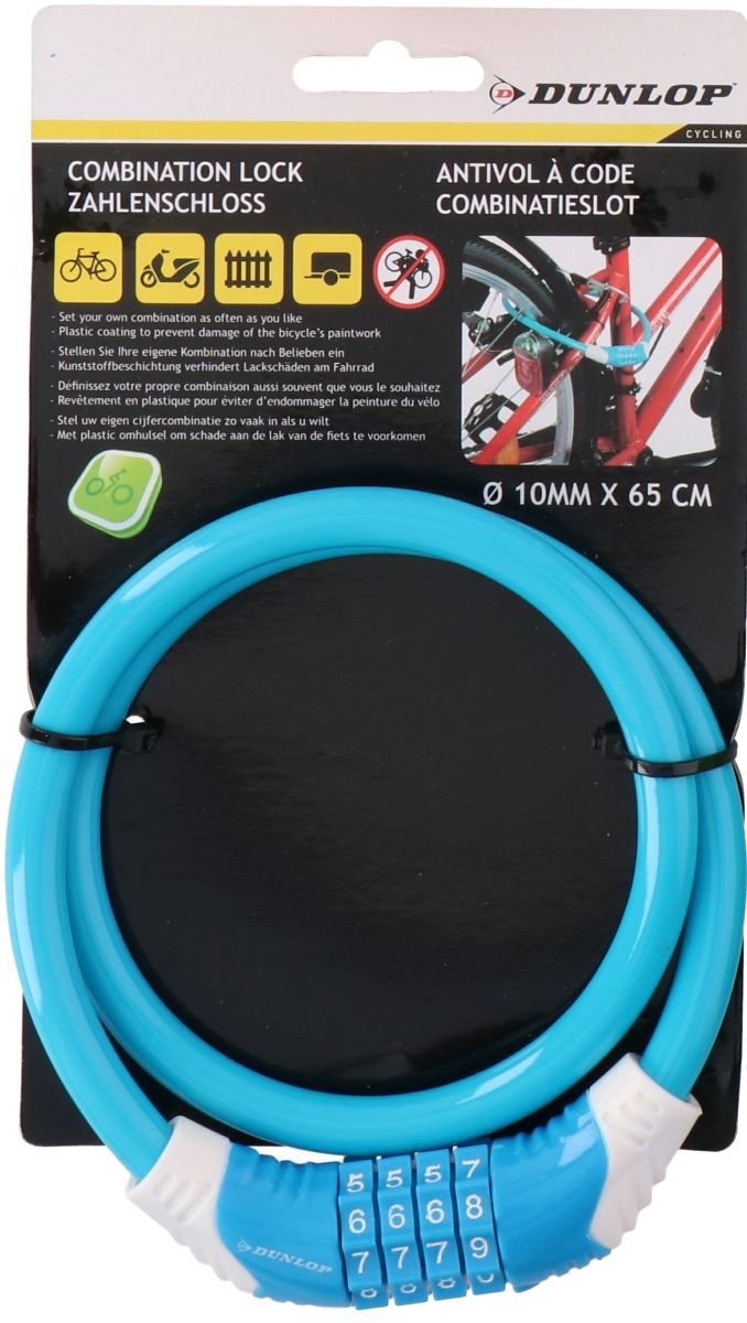 Dunlop, Zapięcie Rowerowe Spiralne Na Szyfr 1.0 x 65 cm , Niebieski - Dunlop | Sport Sklep EMPIK.COM