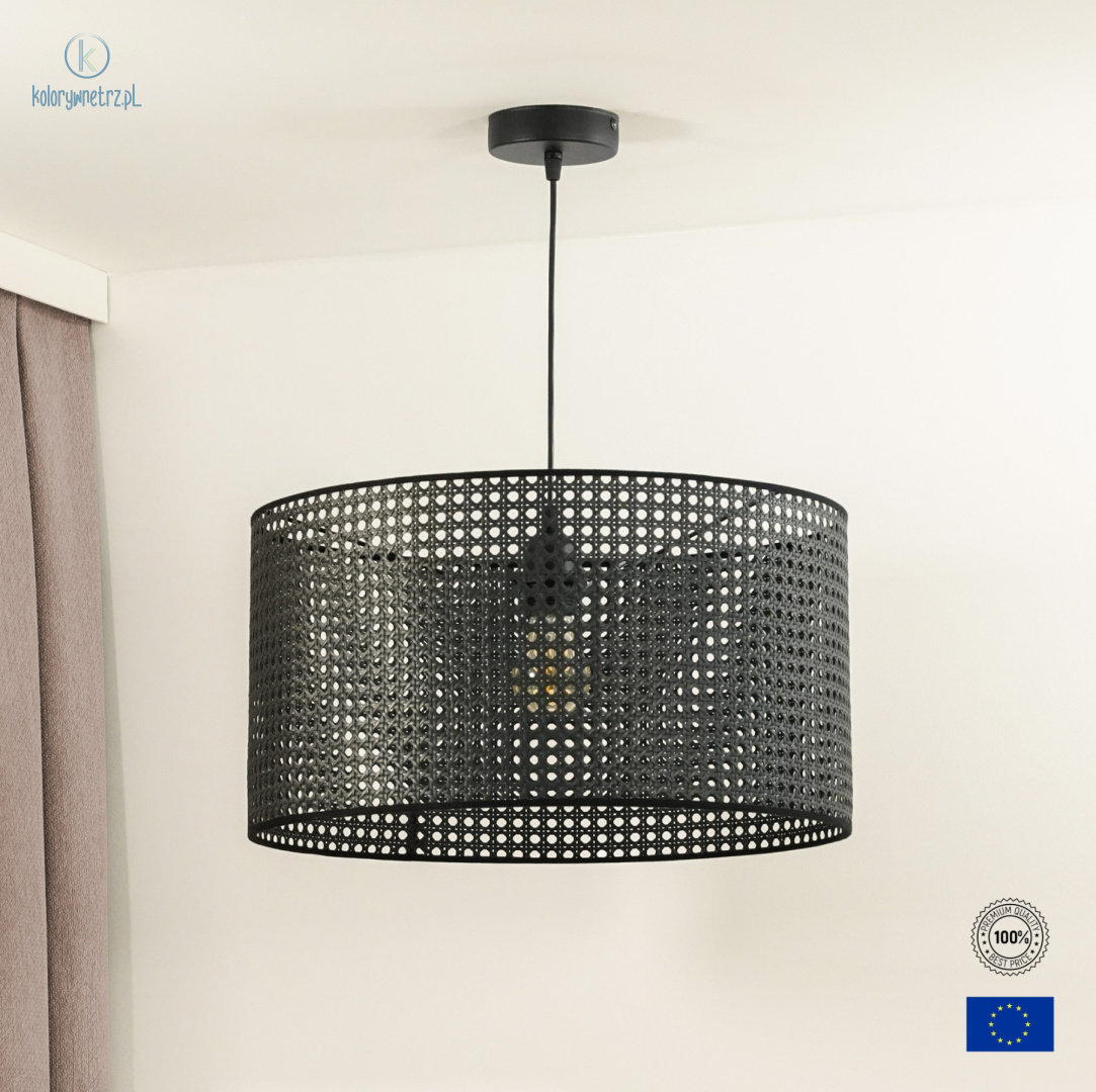 DUOLLA - lampa wisząca z abażurem w stylu boho ROLLER RATTAN, 45x25 cm ...
