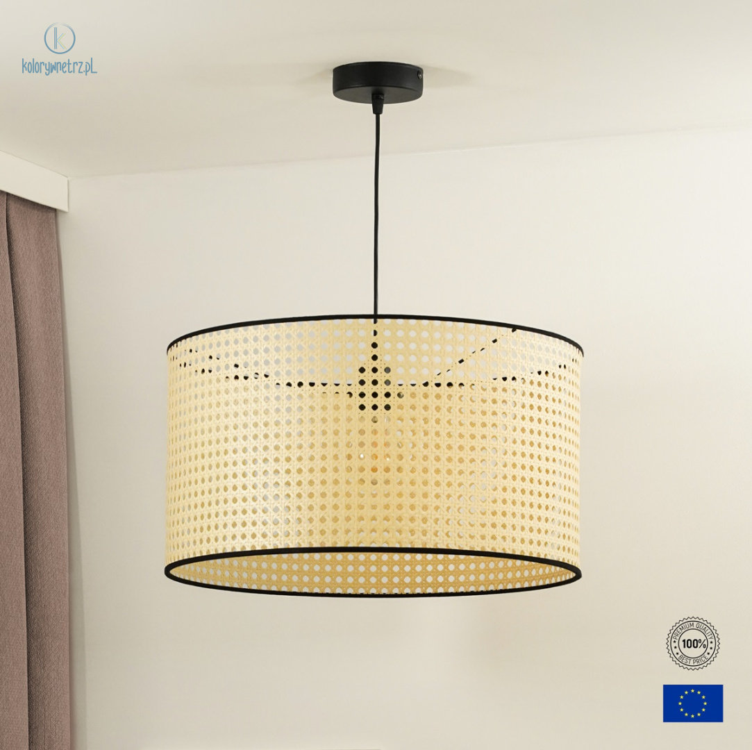 DUOLLA - lampa wisząca z abażurem w stylu boho ROLLER RATTAN, 45x25 cm ...