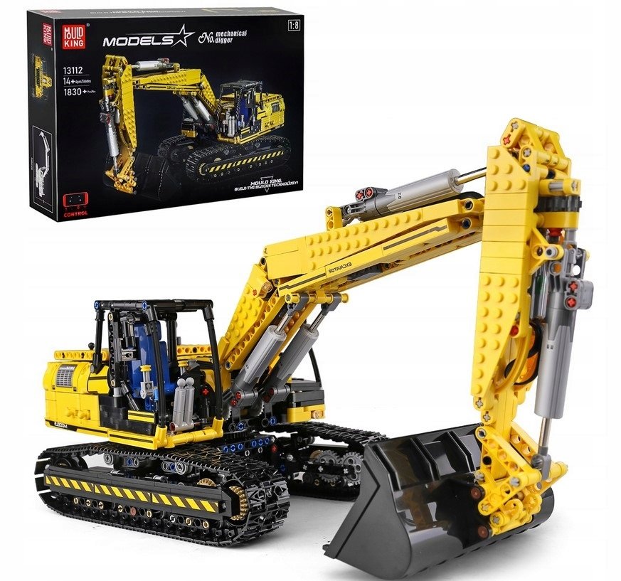 Duża Koparka Zdalnie Sterowana Klocki Techniczne Konstrukcyjne 1830 El ...