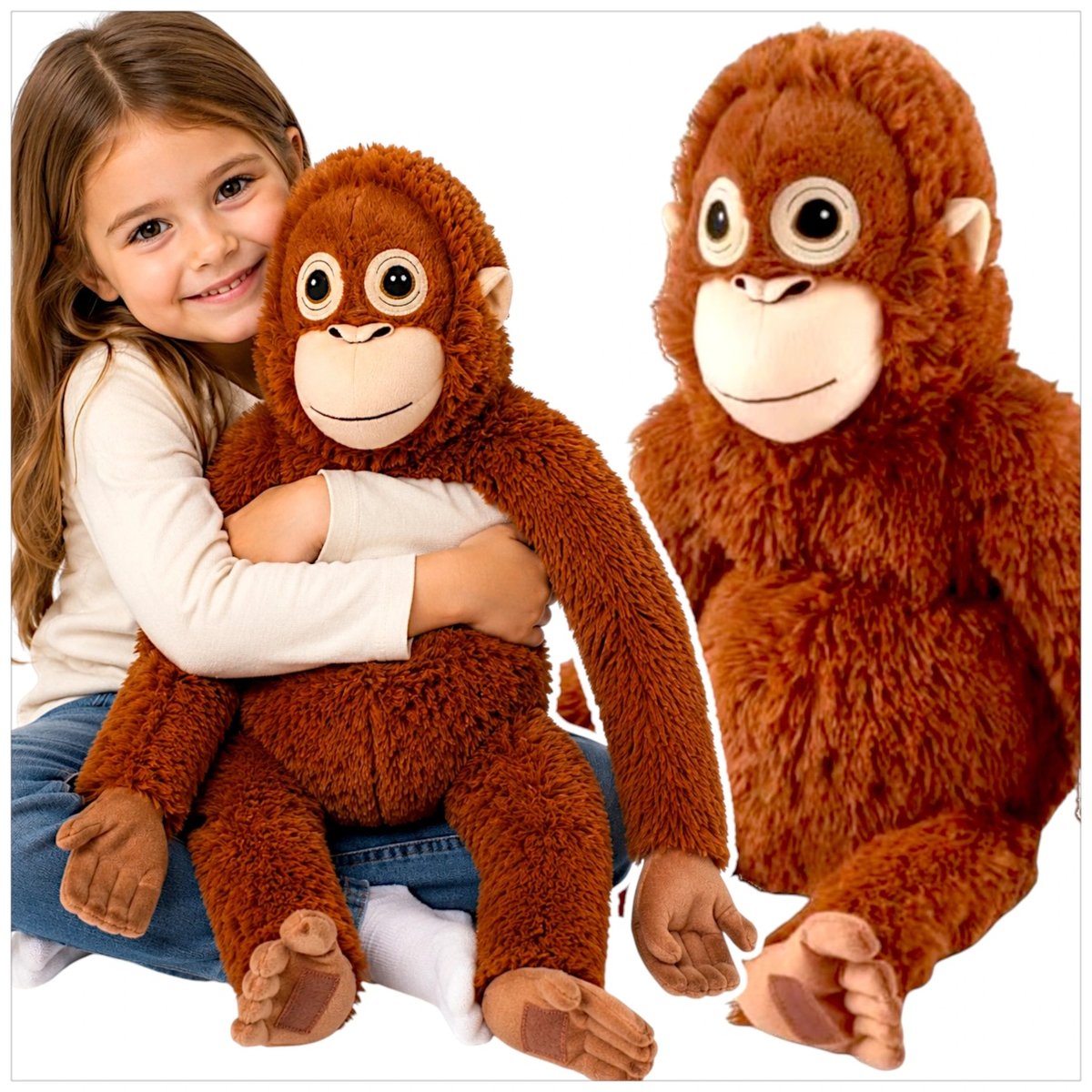 DUŻA MASKOTKA MAŁPA ORANGUTAN 90CM RZEPY RĘCE NOGI PLUSZOWA MAŁPKA ...