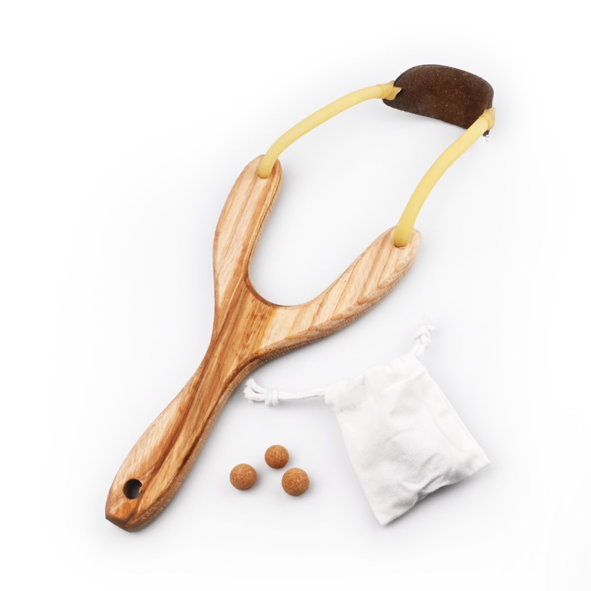 Duża Proca i amunicja 10 kulek korkowych oraz woreczek | Drewno | 25 cm ...