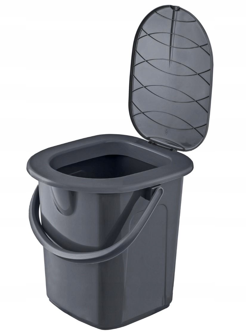DUŻA TOALETA TURYSTYCZNA PRZENOŚNA 22L WIADRO WC KIBEL Z DESKĄ MOCNA ...