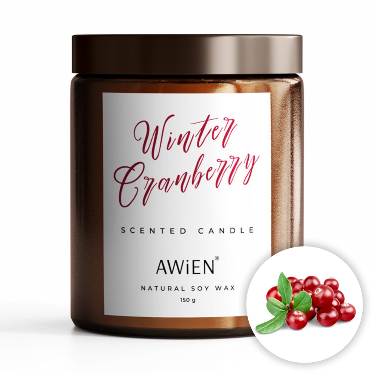 Duża Zapachowa Świeca Sojowa o Zapachu Zimowa Żurawina - AWiEN | Sklep EMPIK.COM