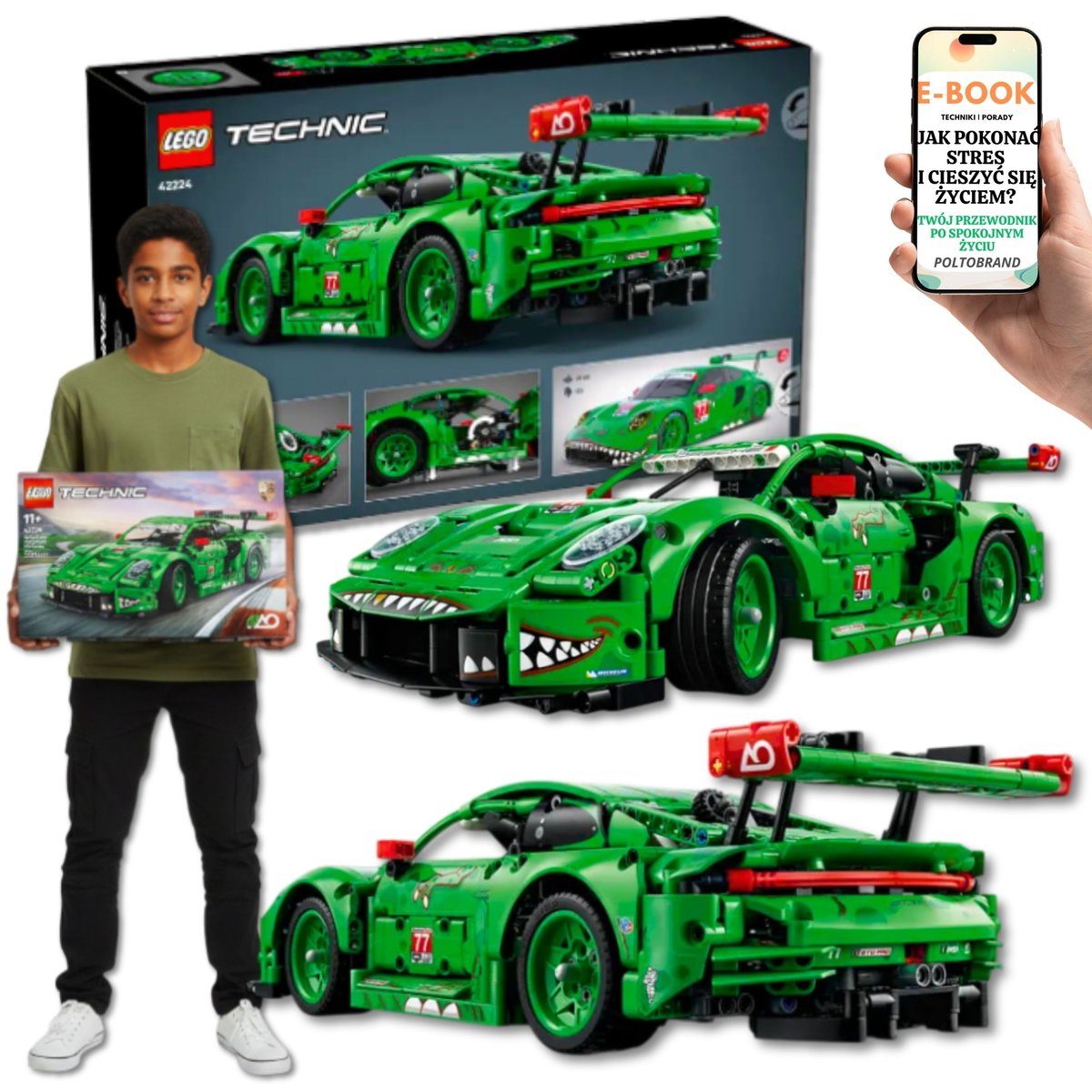 DUŻE KLOCKI LEGO TECHNIC SAMOCHÓD PORSCHE 911 GT3 R REXY AO Racing ...