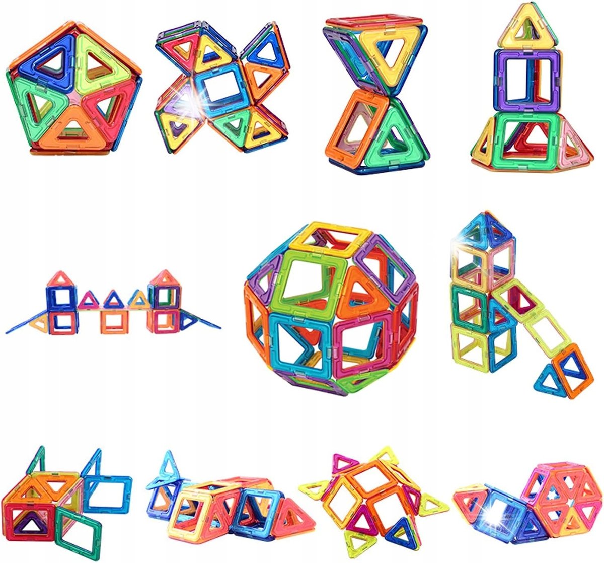 DUŻE KLOCKI MAGNETYCZNE KAFELKI zestaw XXL 180 el Rainbow Magnetic ...