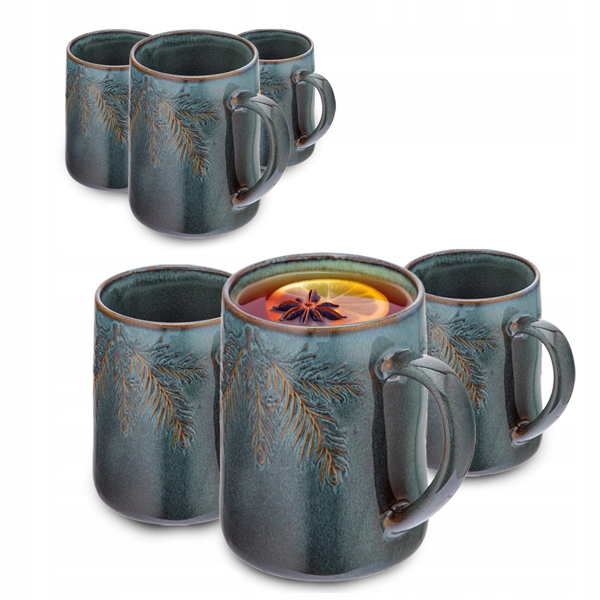 Duże kubki zestaw 6 kubków do kawy herbaty Altom Design Sosnowy Las 490 ml - ALTOMDESIGN | Sklep ...