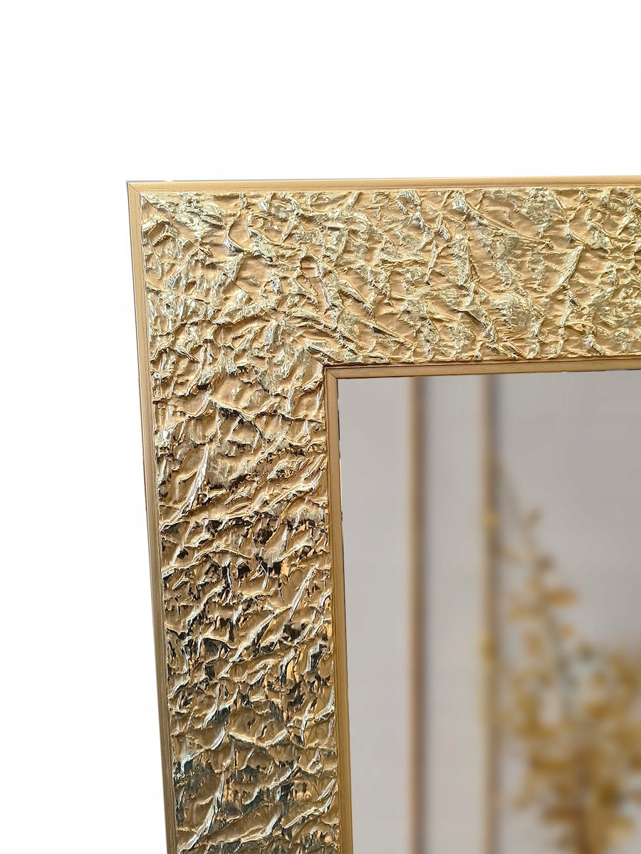 Duże Lustro w bogatej ZŁOTEJ grubej 11cm ramie z drewna 130x70 z17 ...