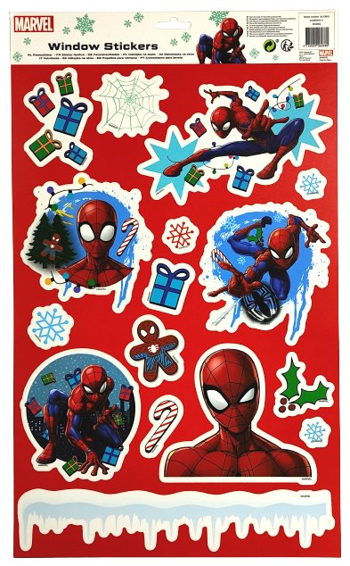 Duży arkusz świątecznych naklejek na okno Marvel Spider-Man. 48 x 29 cm ...