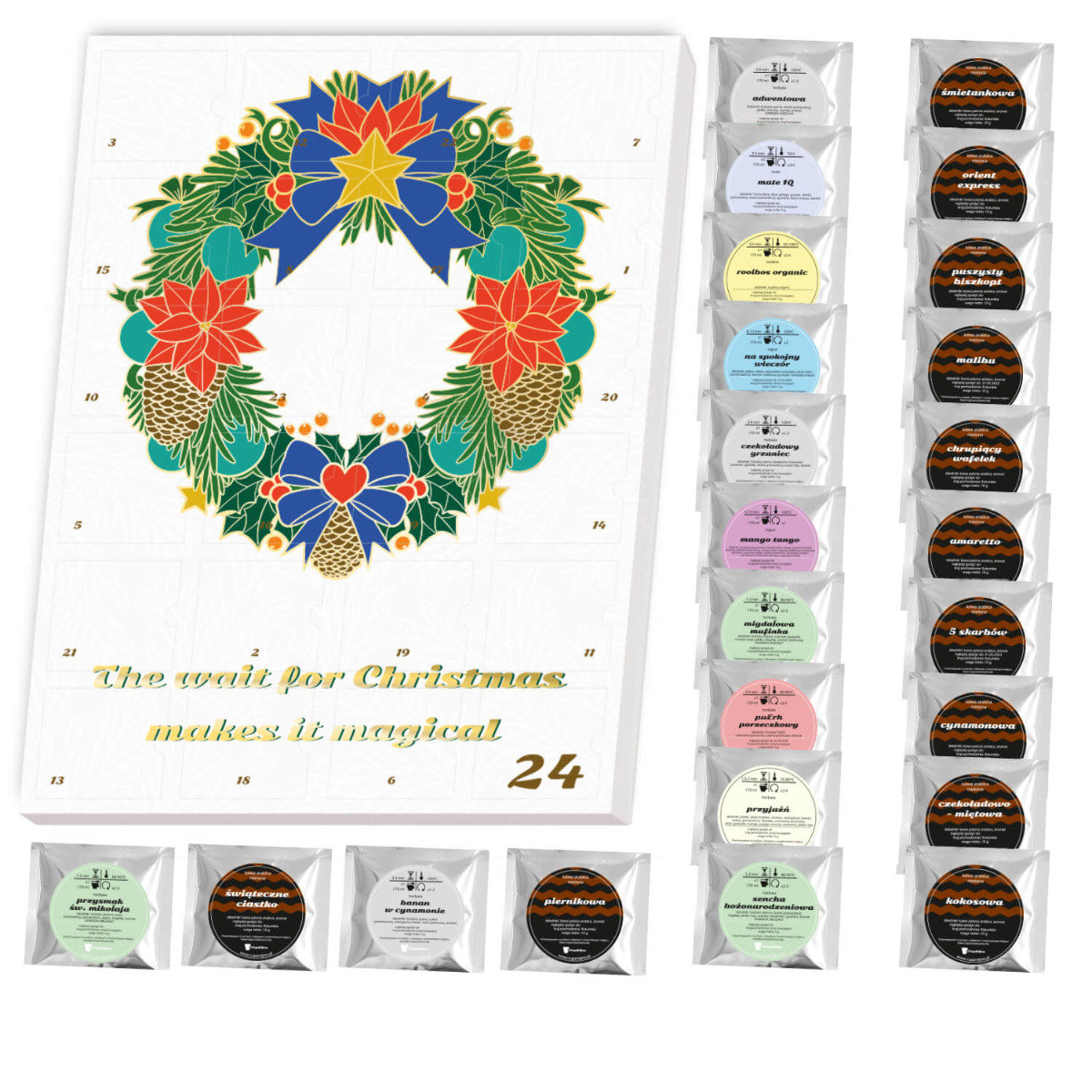 Duży Kalendarz Adwentowy Z Kawą I Herbatą Premium Magic Time Na 2024 Rok - 24 Saszetki Z Pyszną ...