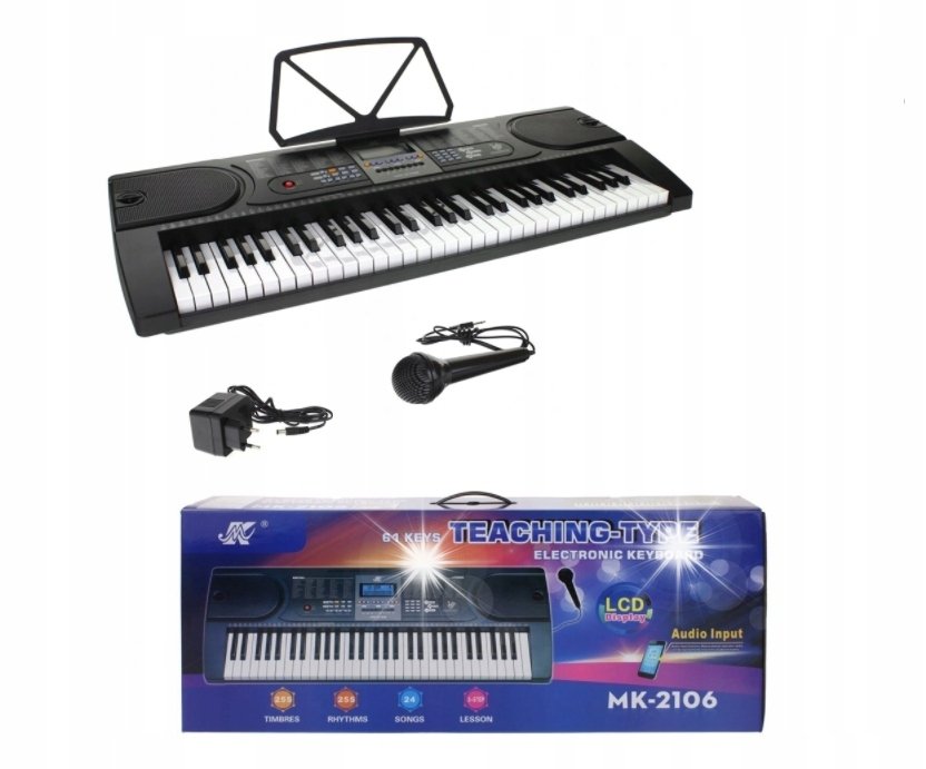 DUŻY KEYBOARD ORGANY PIANINO DO NAUKI 61 KLAWISZY MK 2106 +STATYW ...