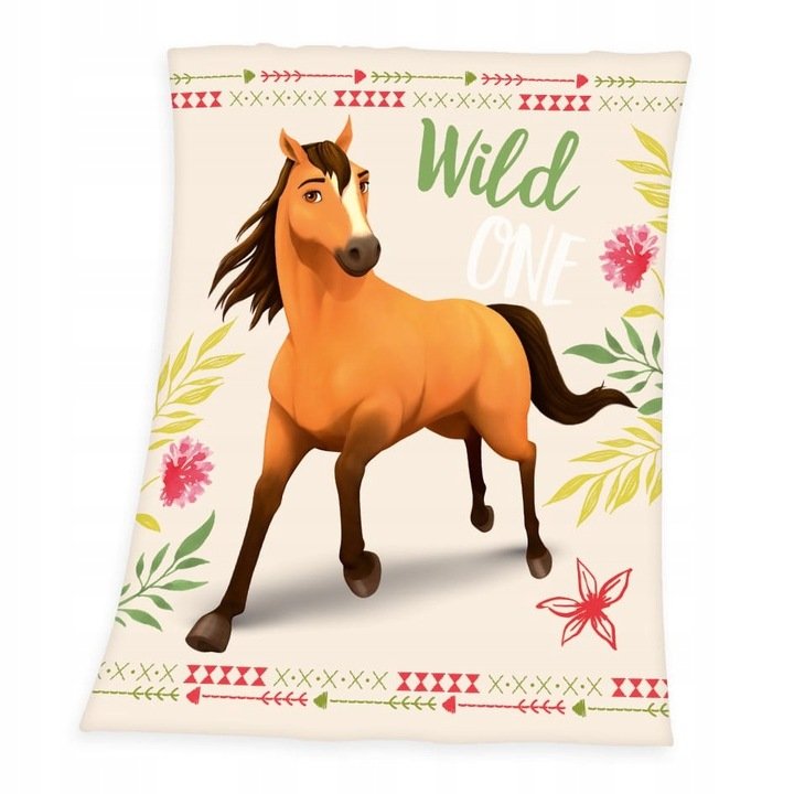 Duży Koc polarowy SPIRIT Duch Koń Mustang 130x170 Dziecięcy ciepły ...