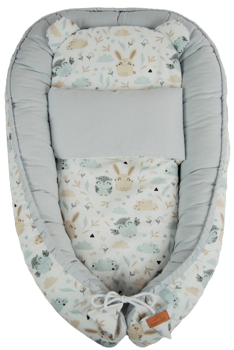 Duży kokon niemowlęcy zestaw SZARA LEŚNA POLANA (1) - home&baby | Sklep ...