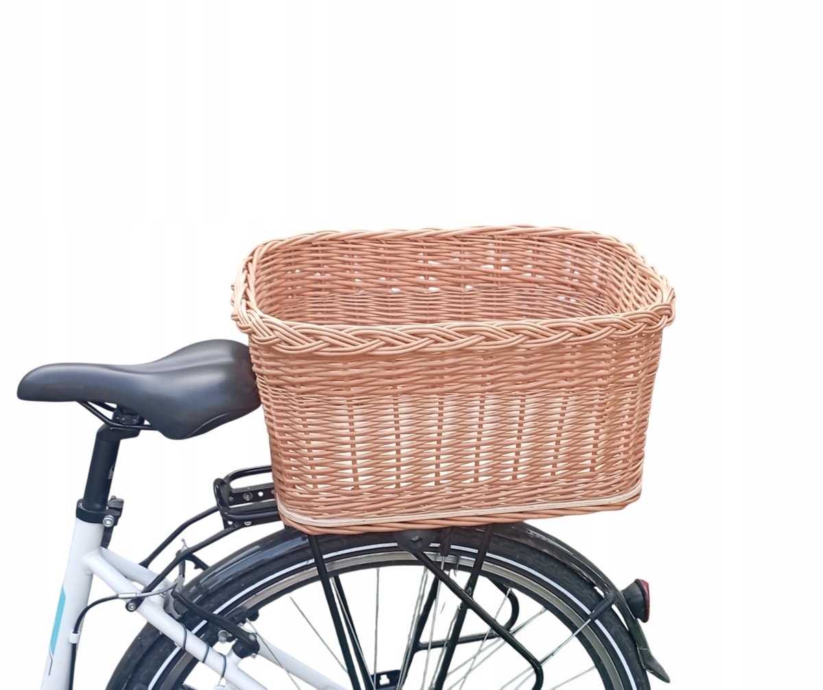 Duży kosz wiklinowy koszyk na rower BAGAŻNIK zakupy Naturalny ...