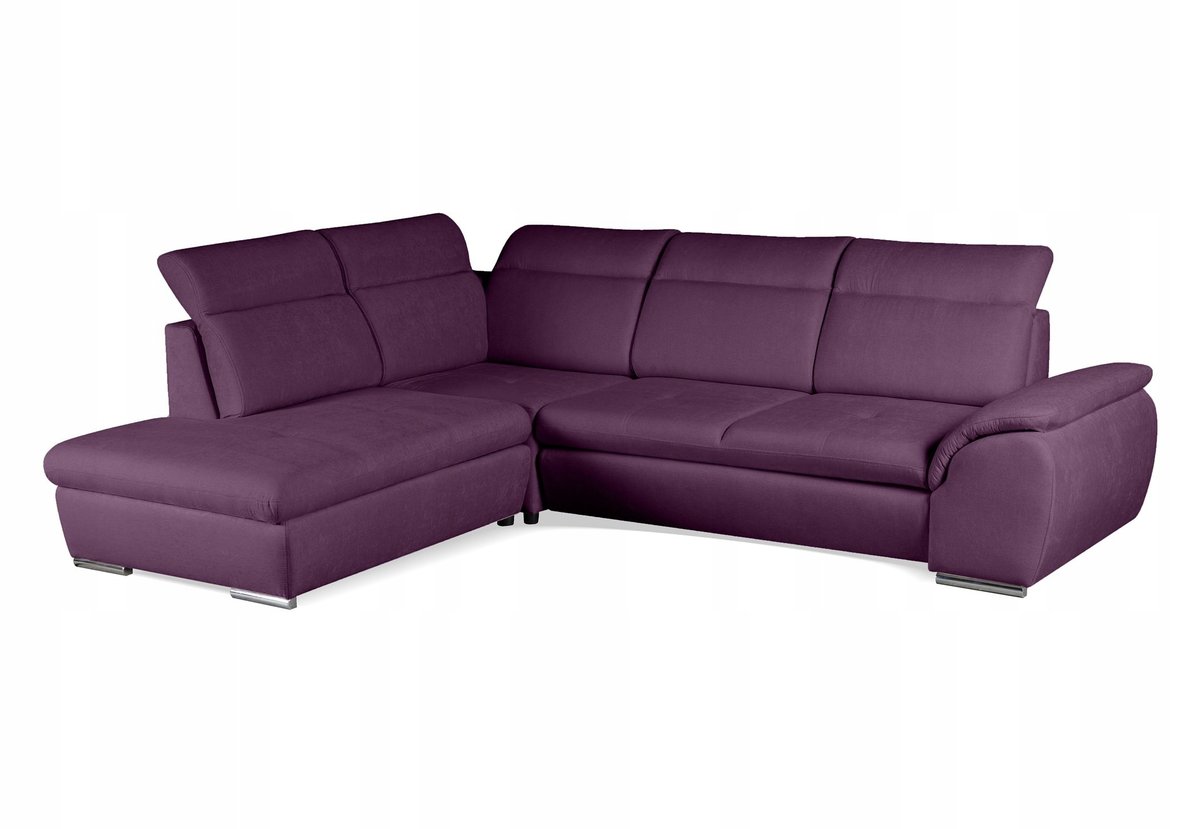 Duży narożnik tapicerowany z funkcją spania ZORIAN fioletowy ...