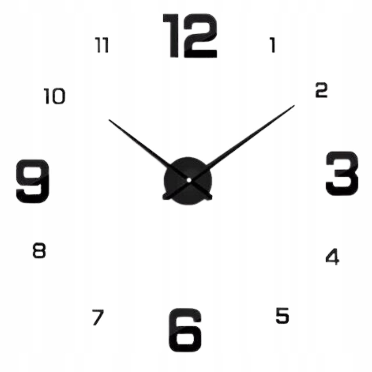 DUŻY NOWOCZESNY ZEGAR ŚCIENNY 3D NAKLEJNY DIY 70-130CM NA ŚCIANĘ CZARNY - Eddcom | Sklep EMPIK.COM