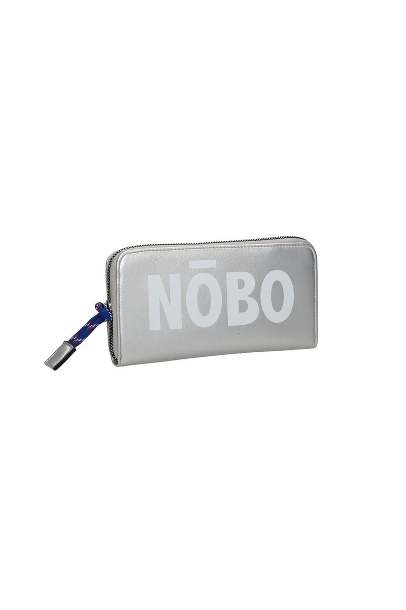 Duży srebrny portfel Nobo z białym logo - Nobo | Moda Sklep EMPIK.COM