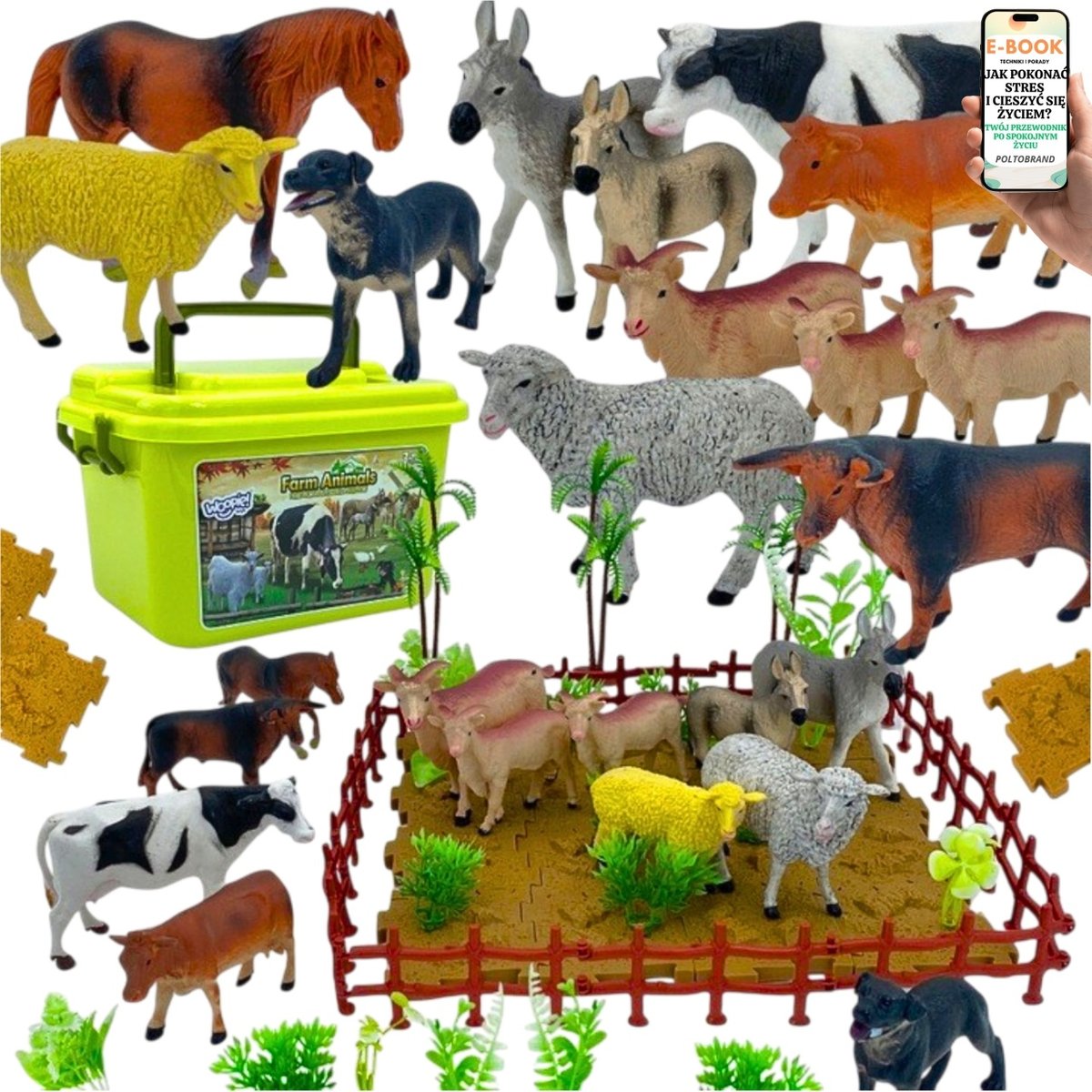 DUŻY ZESTAW FIGURKI ZWIERZĄT WIEJSKICH FARMA DLA DZIECI 3+ KOŃ KROWY ...