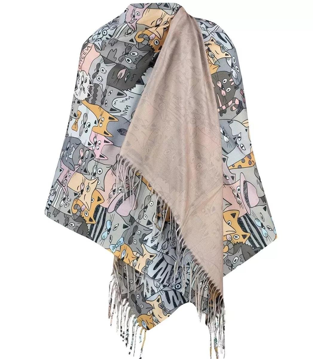 Dwustronny szal szalik chusta koty kotki wiskoza - Agrafka | Moda Sklep EMPIK.COM